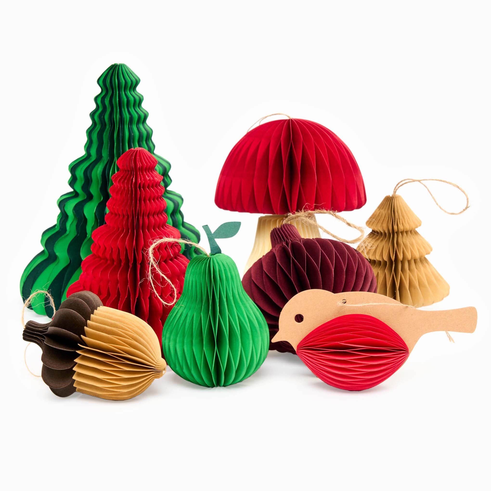 Set of 2 Red Christmas Tree Decorations | Standing Table Decoration – V ...